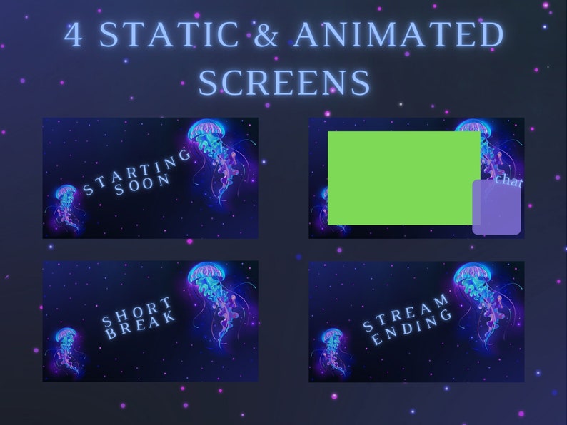 Animated Cute Stream Overlay for Twitch, Youtube Neon Jelly Overlay ...