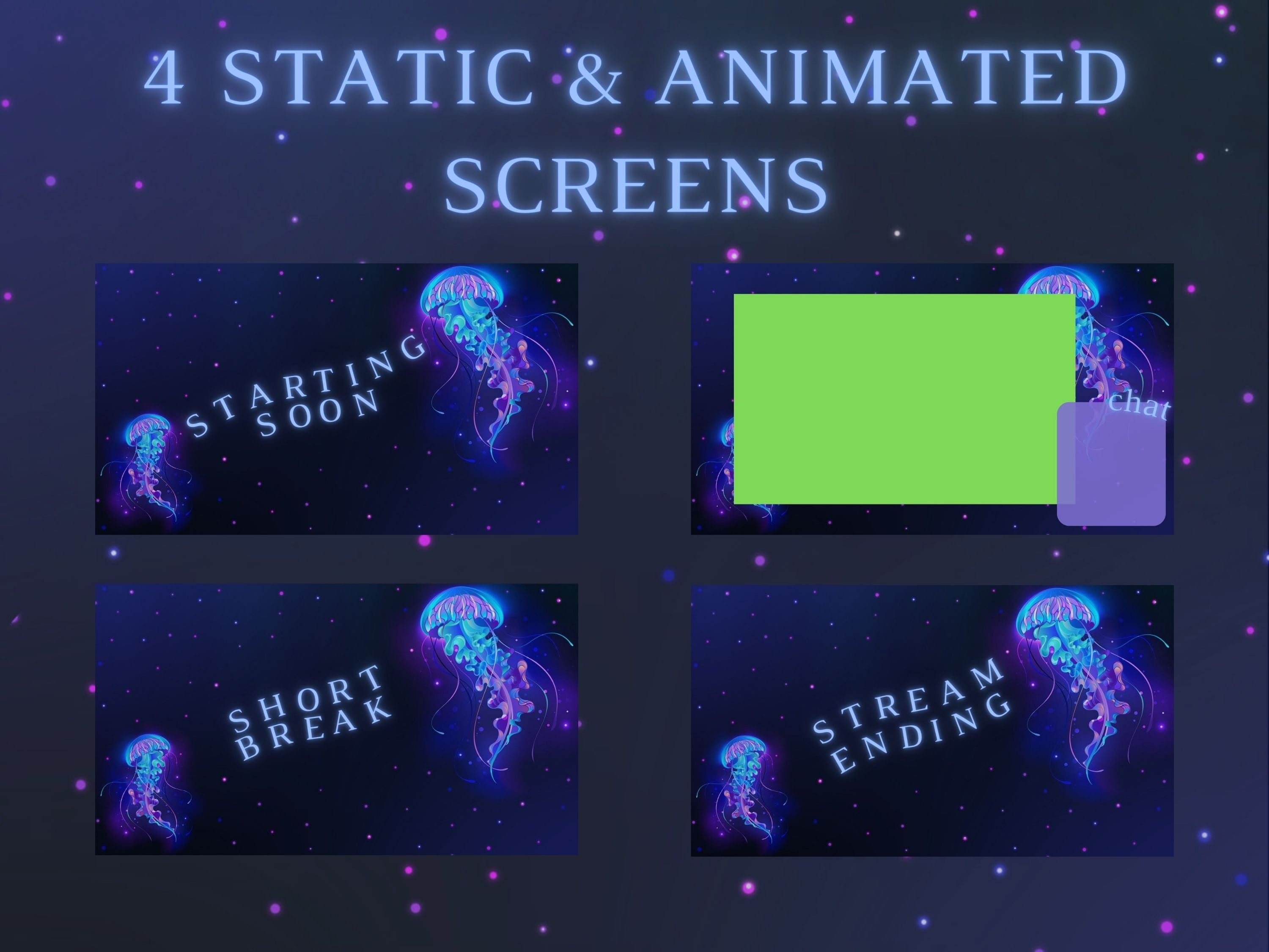 Animated Cute Stream Overlay for Twitch, Youtube || Neon Jelly Overlay ...