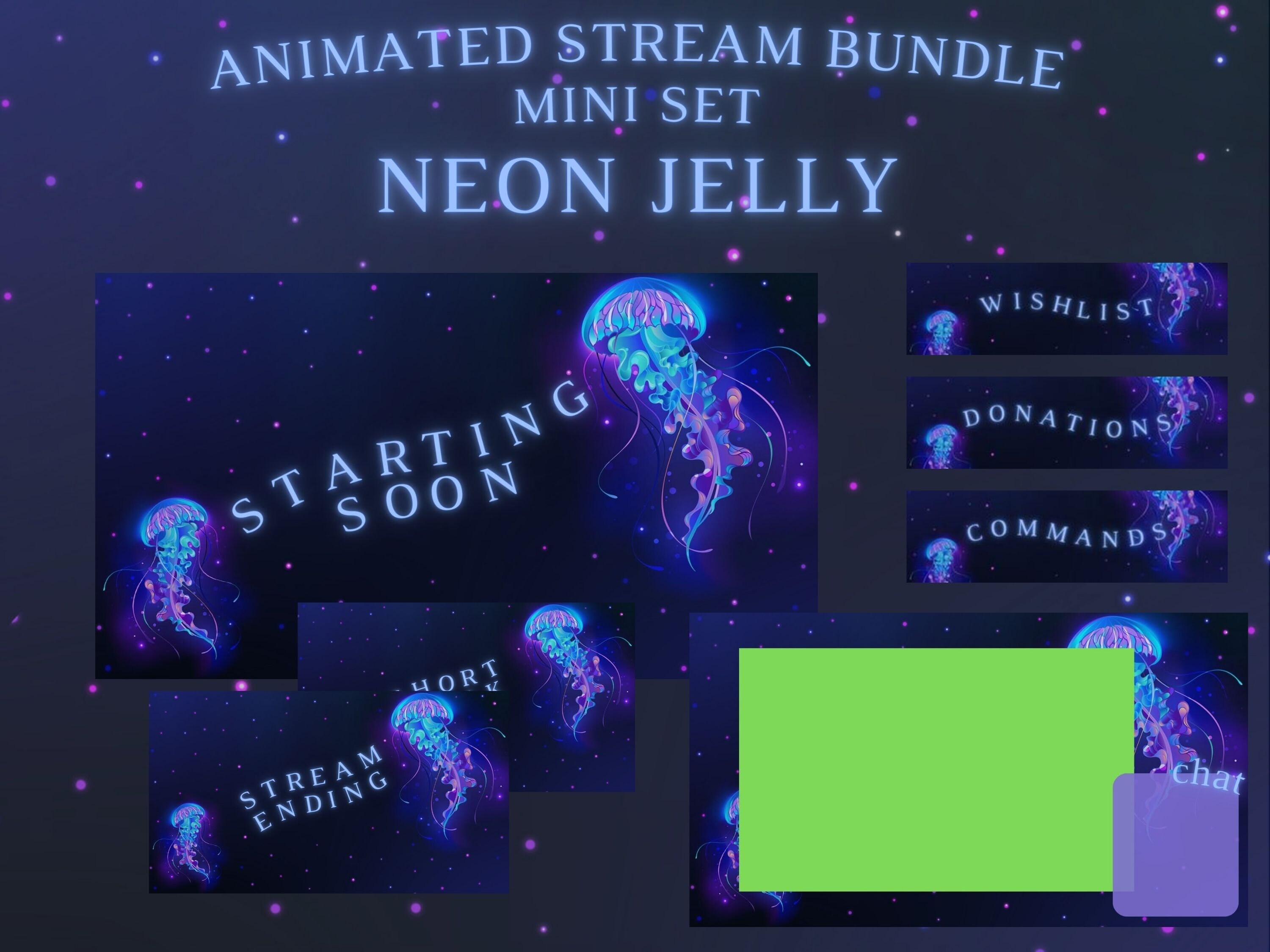 Animated Cute Stream Overlay for Twitch, Youtube || Neon Jelly Overlay ...