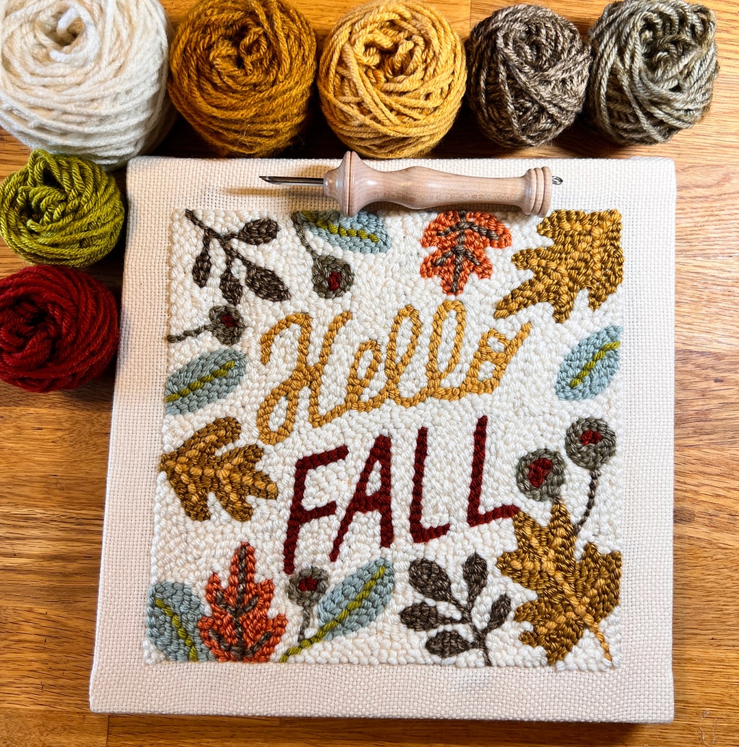 Punch Needle Kit / Hello Fall/ Rug Hooking / Yarn Craft - Etsy