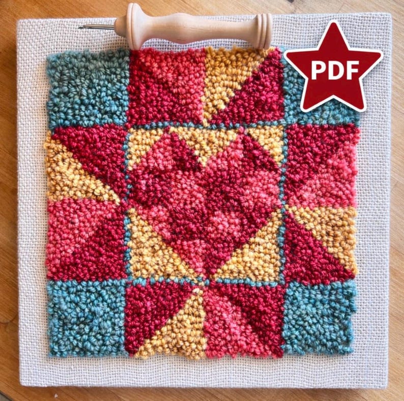 Digital Download/sawtooth Star Punch Needle Pattern/ Rug Hooking/ Quilt ...