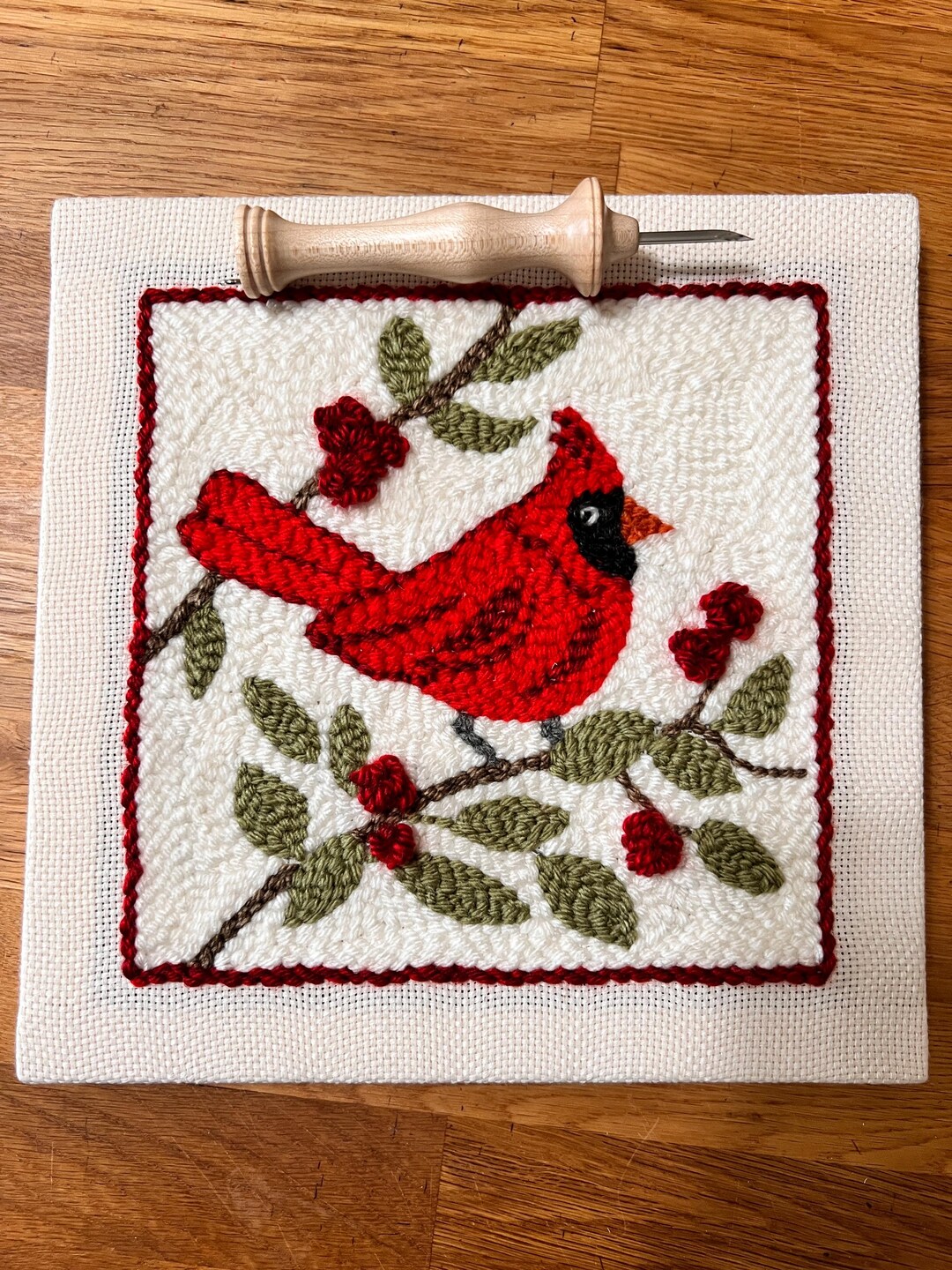 Punch Needle Kit /cardinal Cutie Pie/ Yarn Craft Kit / Rug Hooking - Etsy