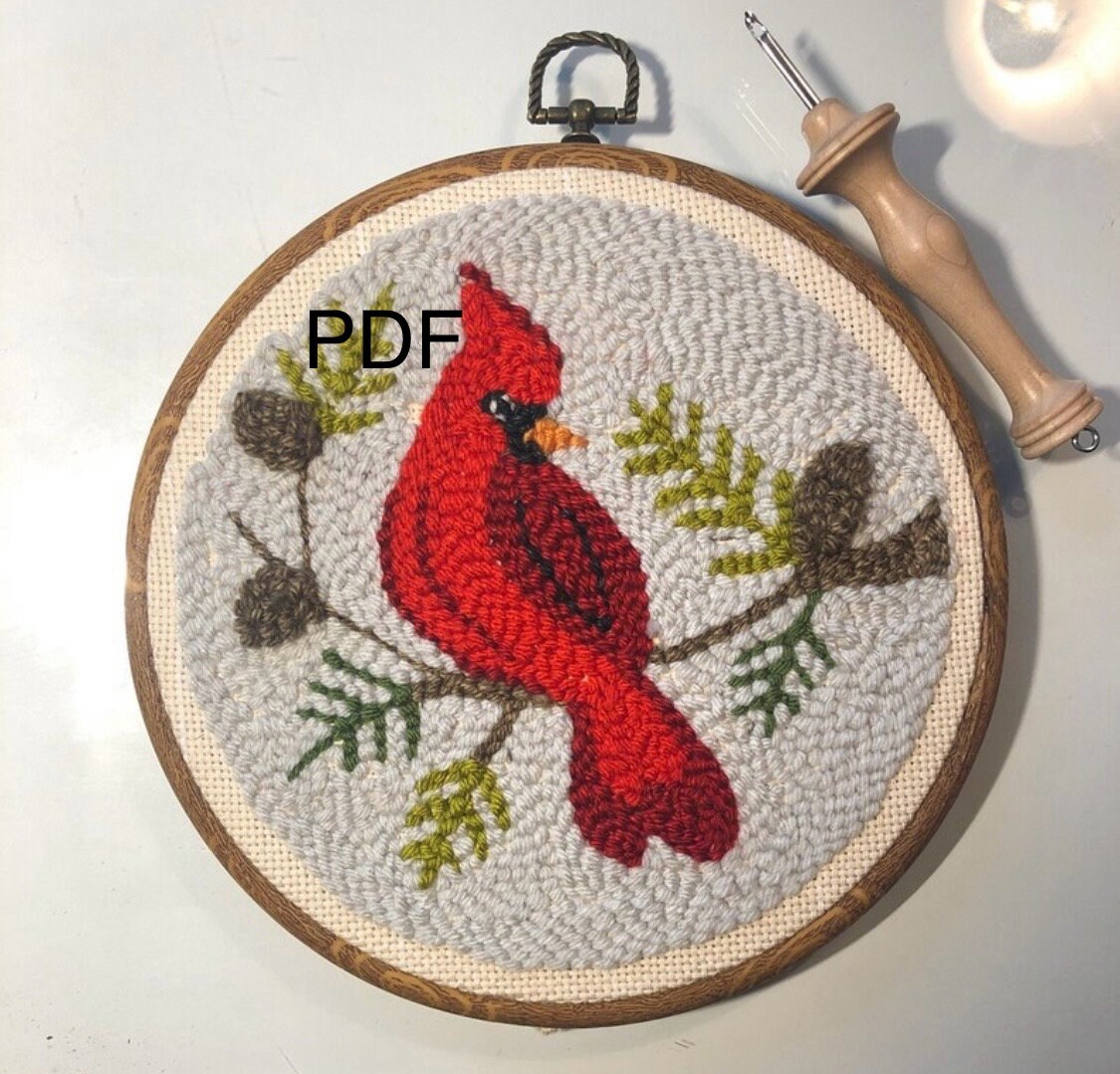 PDF Pattern / 7 Inch Cardinal / Punch Needle Pattern / Rug Hooking - Etsy