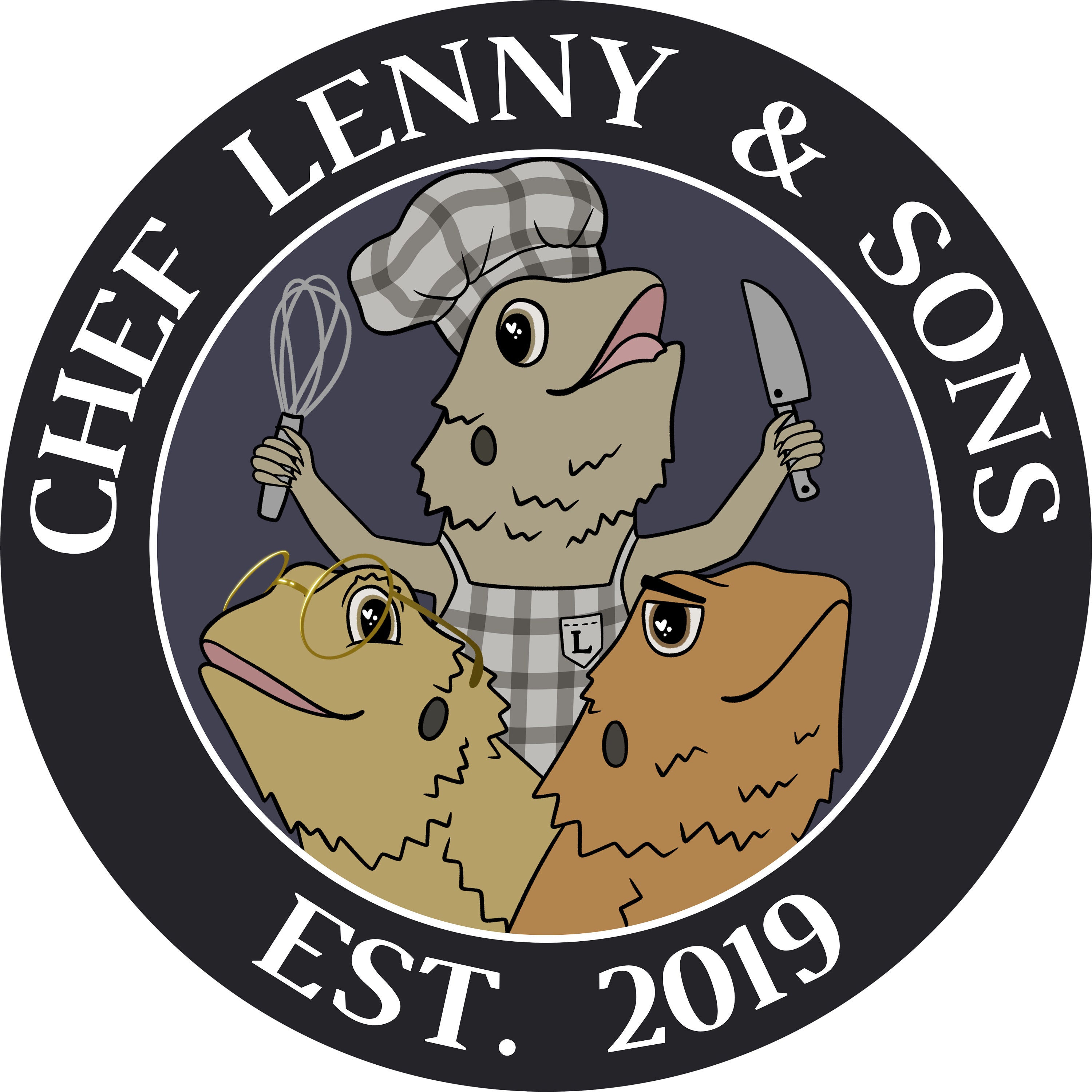 Chef Lenny & Sons OLD LOGO DESIGN 3x3 Vinyl Decal Bearded Dragon