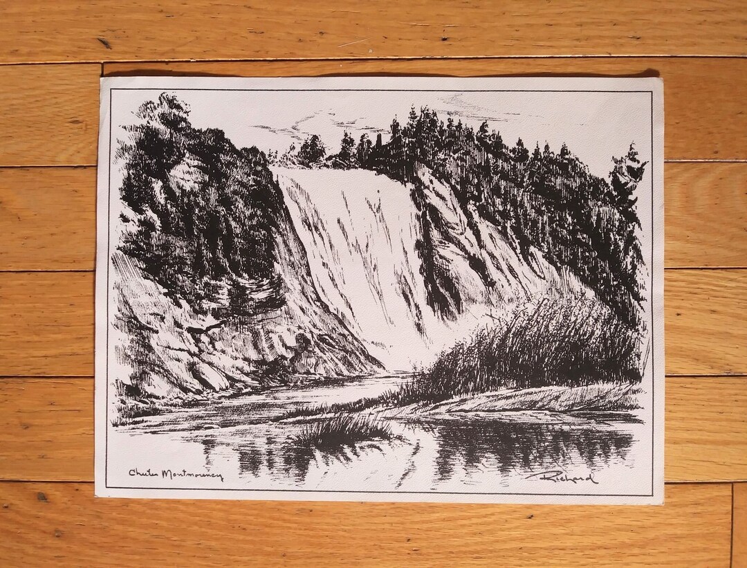 Art Engraving Print/quebec Original Art Engraving Print/chutes ...