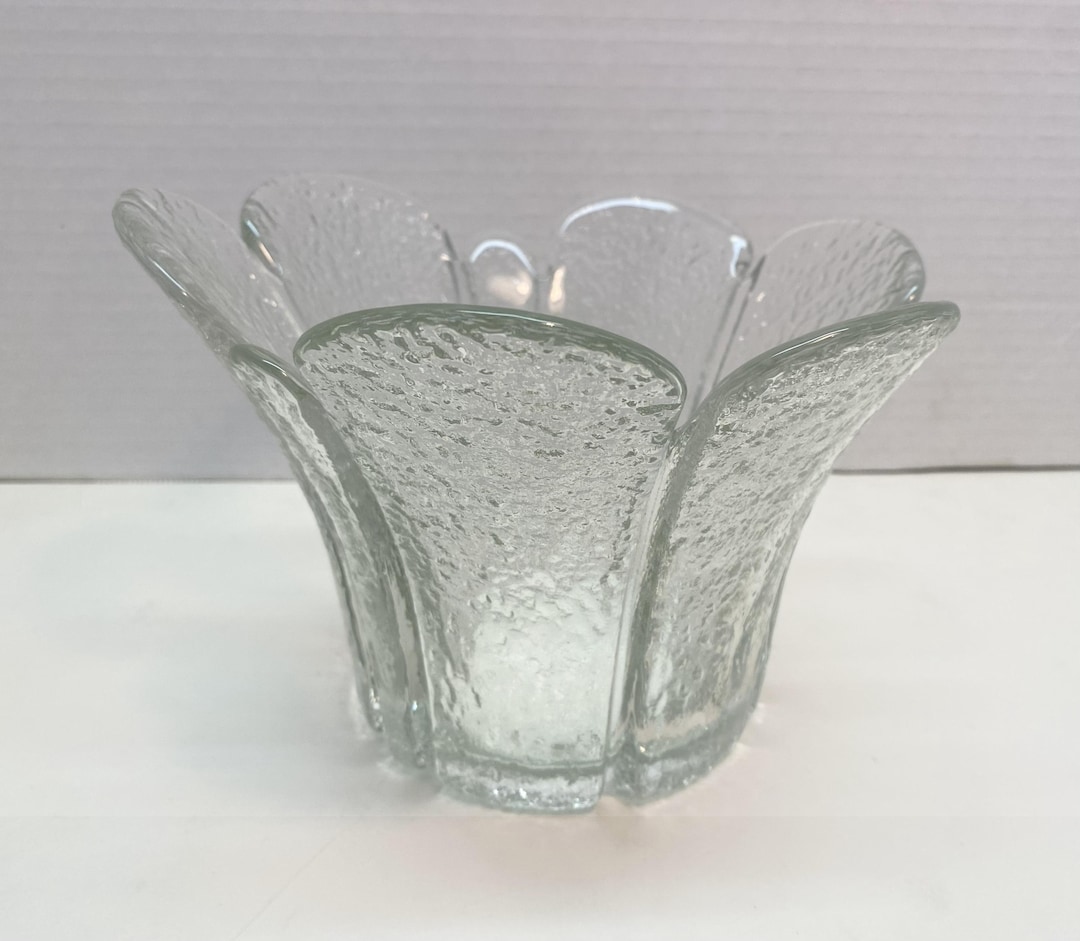 Magnor, Norway, Vintage Glass Vase / Textured Bowl / Daisy Shape / Mid ...
