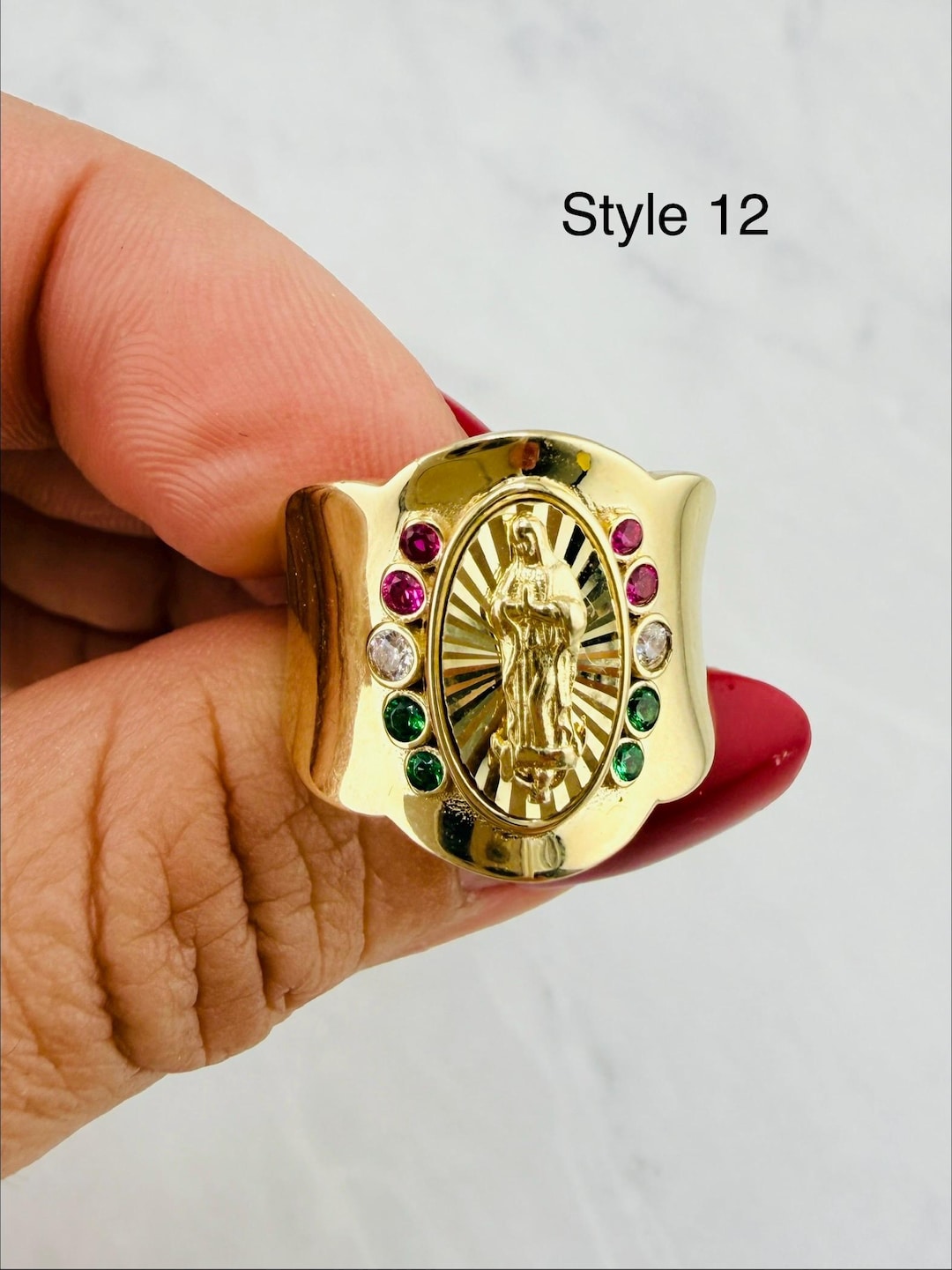 10k Gold Virgin Mary Ring – Our Lady of Guadalupe - Anillo En Oro ...