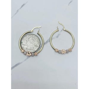 Real 10k Gold Hoops Quinceañera Sweet 15 Aretes En Oro Quince Años - Etsy