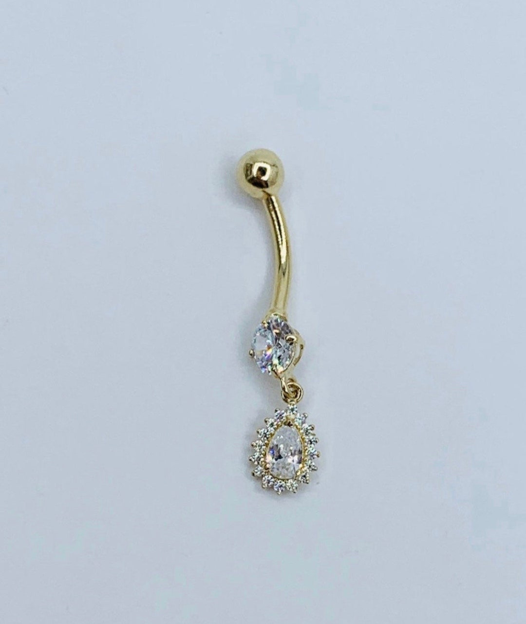 14k Solid Gold Belly Ring Navel Ring White or Pink - Arete Ombligo Oro ...