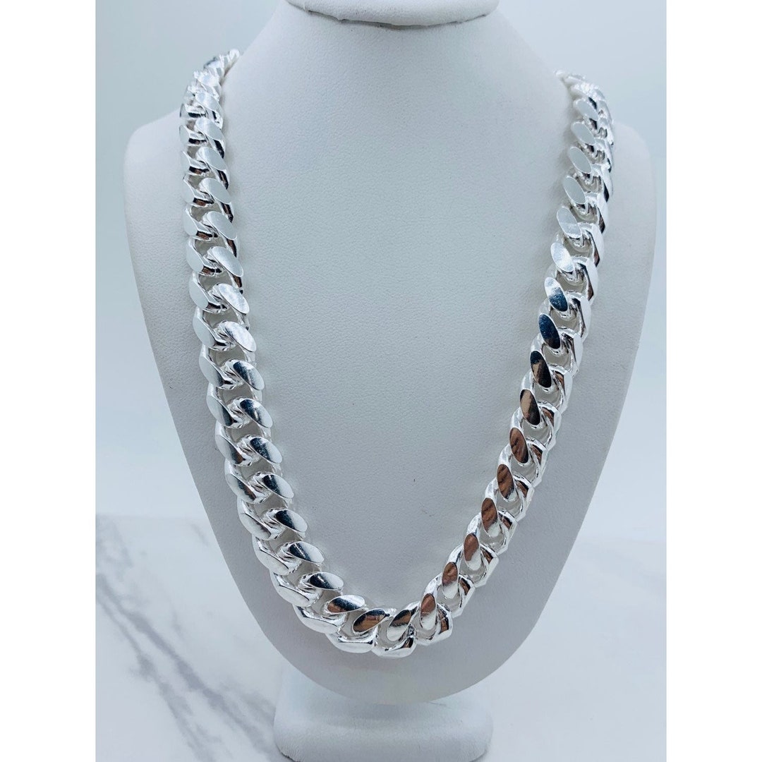 926 Sterling Silver Necklace Solid Mens Miami Cuban Chain - Etsy