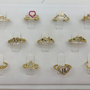 10k Gold Ring - Sweet 15 Quinceañera Crown Tiara - Anillo De Quince ...