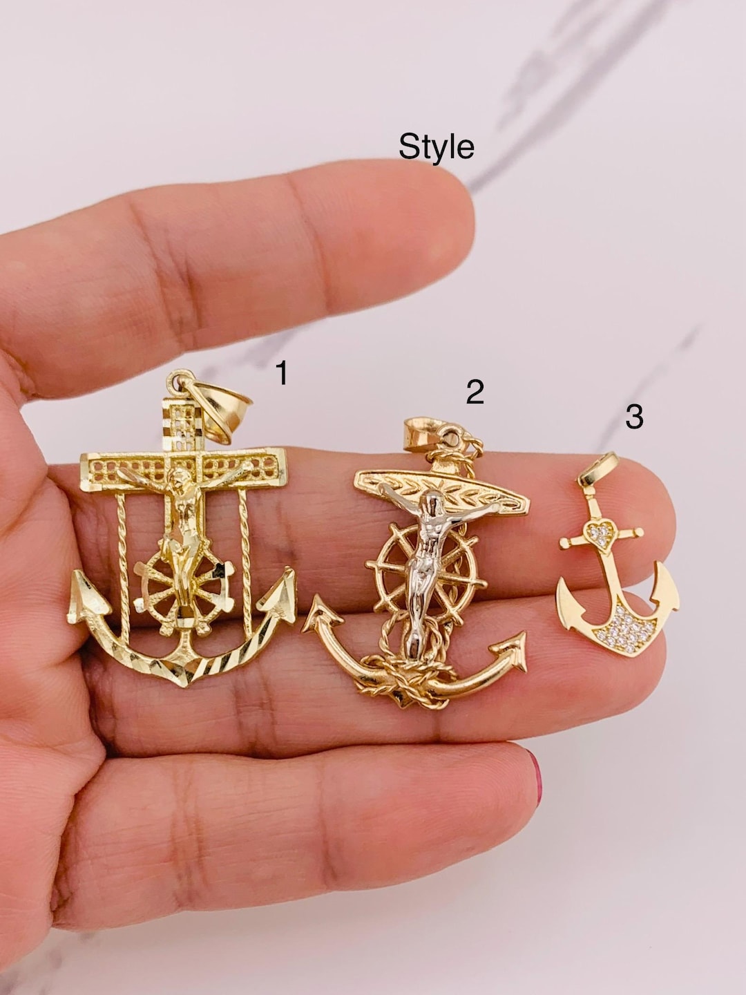 10k Gold Pendant Anchor - Dije En Ancla En Oro 10K - Etsy
