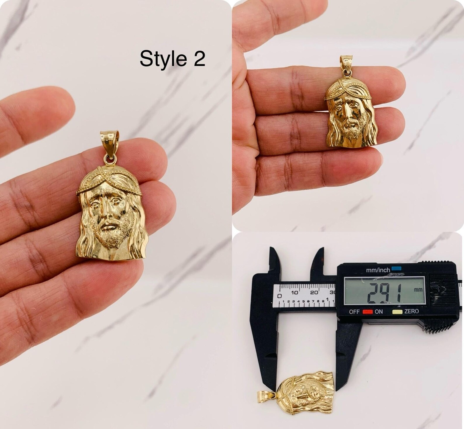 10k Gold Pendant Divine Face Jesus - Dije Divino Rostro De Jesús En Oro ...
