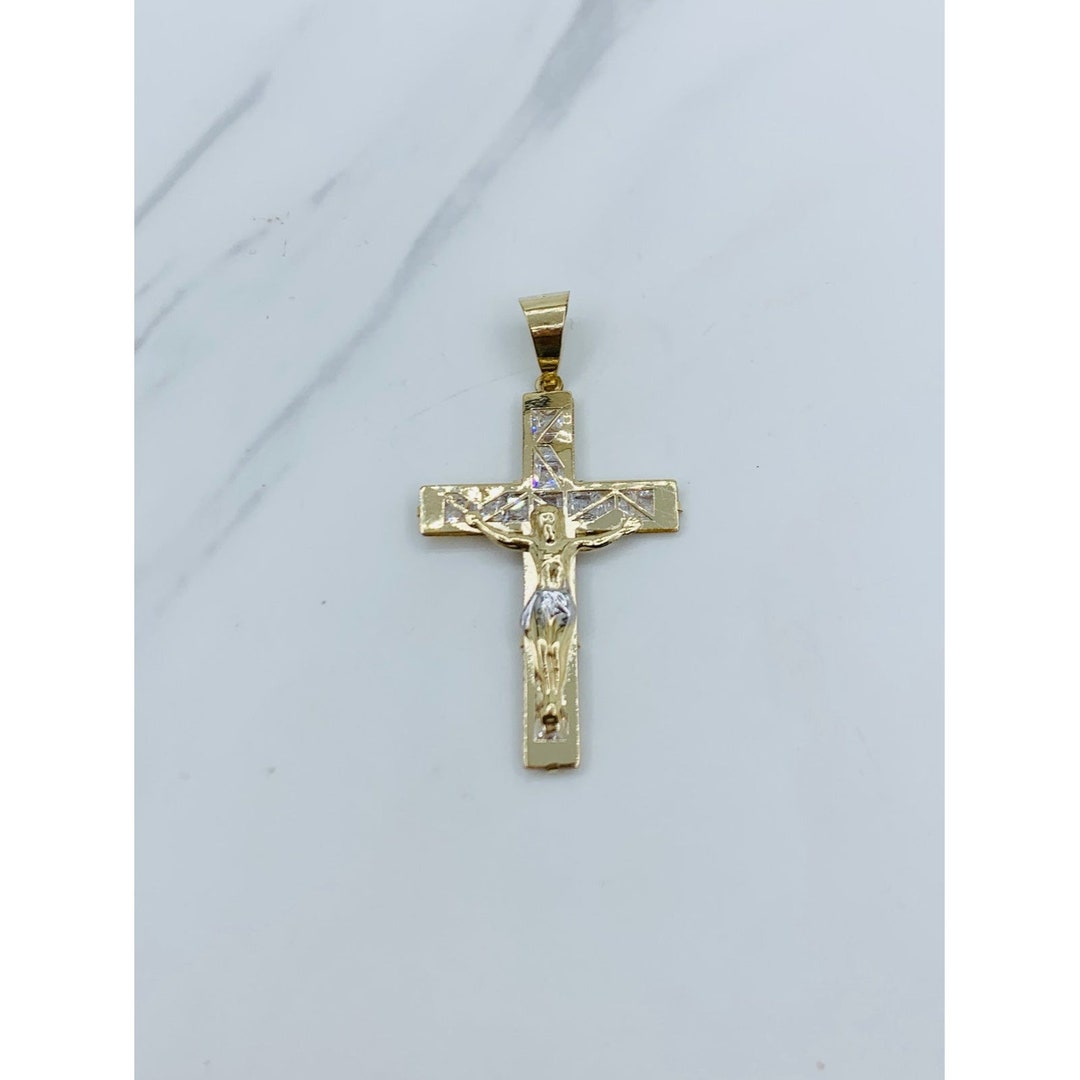 14k Gold Pendant Cross Crucifix Dije En Oro Cruz Crucifico - Etsy