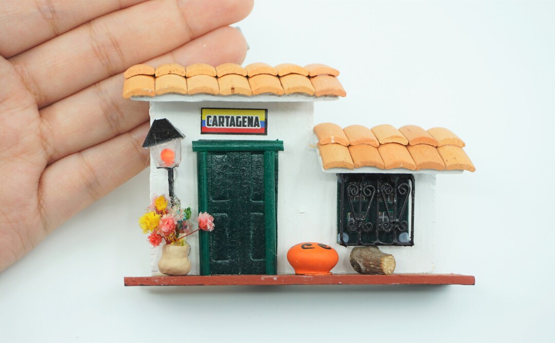Miniature Spanish Colonial Colombian Cream White Tall Home House Casa ...