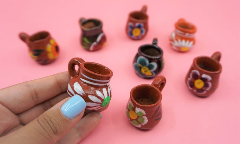 Miniature Jarrito Mexican Cup Ceramic Jarro Jar Clay Ofrenda Vaso Food ...