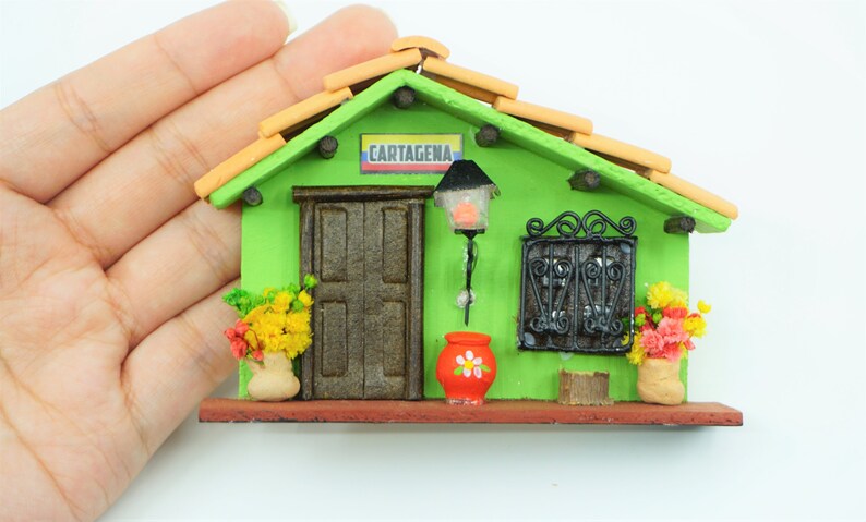 Miniature Spanish Colonial Colombian Green Home House Casa Vintage Mini ...