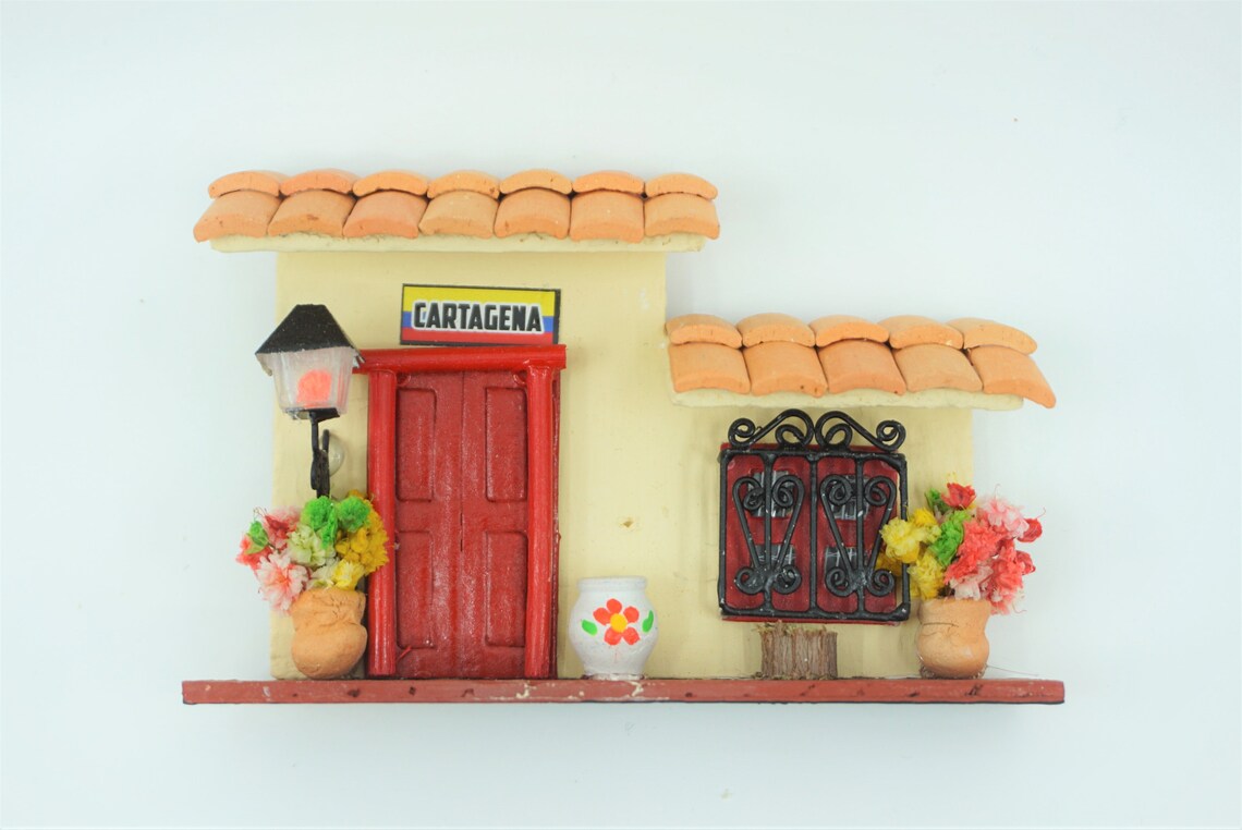 Miniature Spanish Colonial Colombian Beige Tall Home House Casa Vintage ...