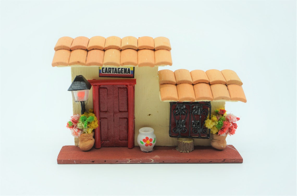 Miniature Spanish Colonial Colombian Beige Tall Home House Casa Vintage ...