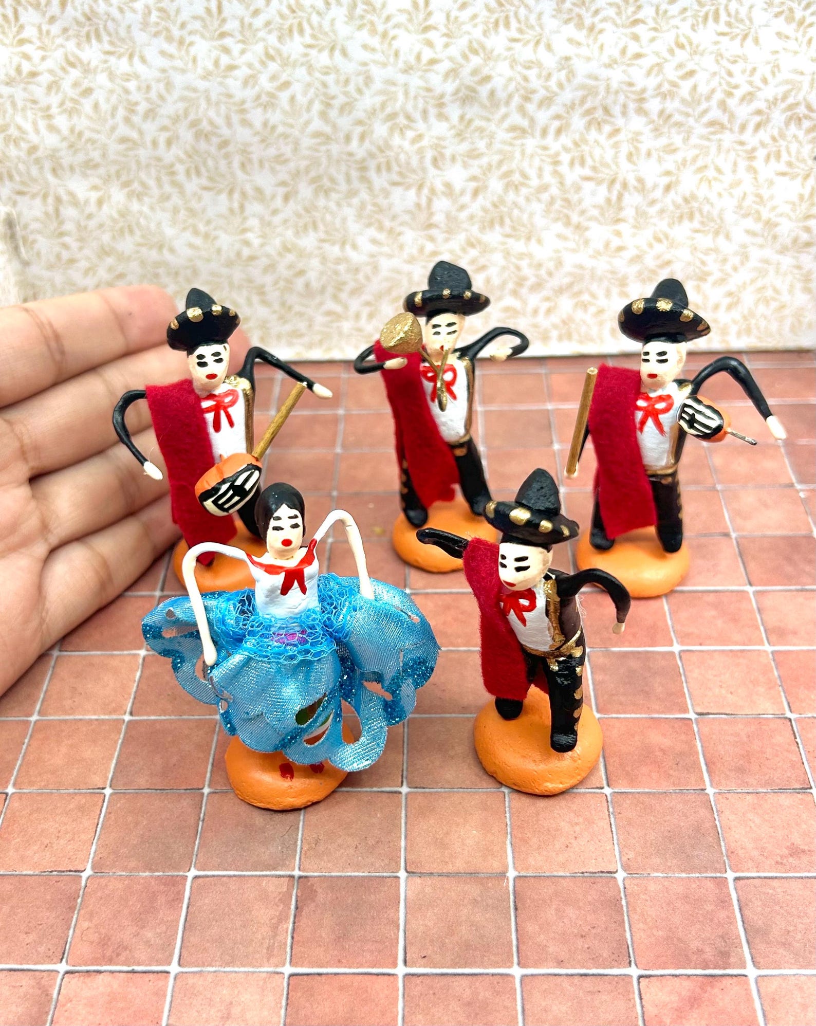Miniature Mariachi Doll Set Blue Musician Mariachero Mexicano Mexican ...