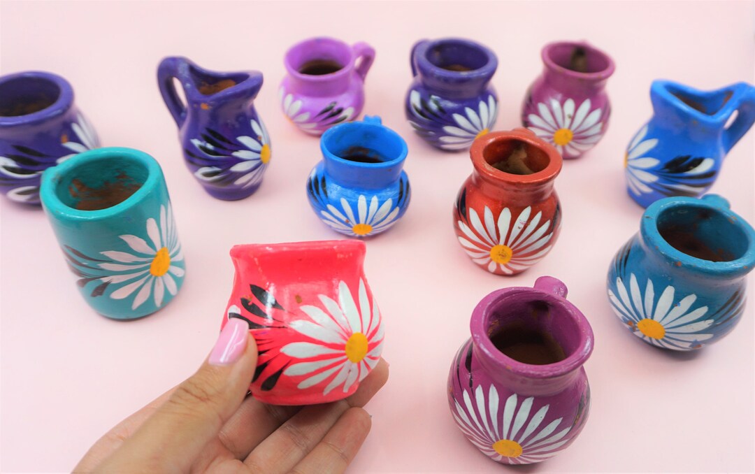 Mexican Cup Jarrito Painted Miniature Ceramic Jarro Jar Clay Ofrenda ...