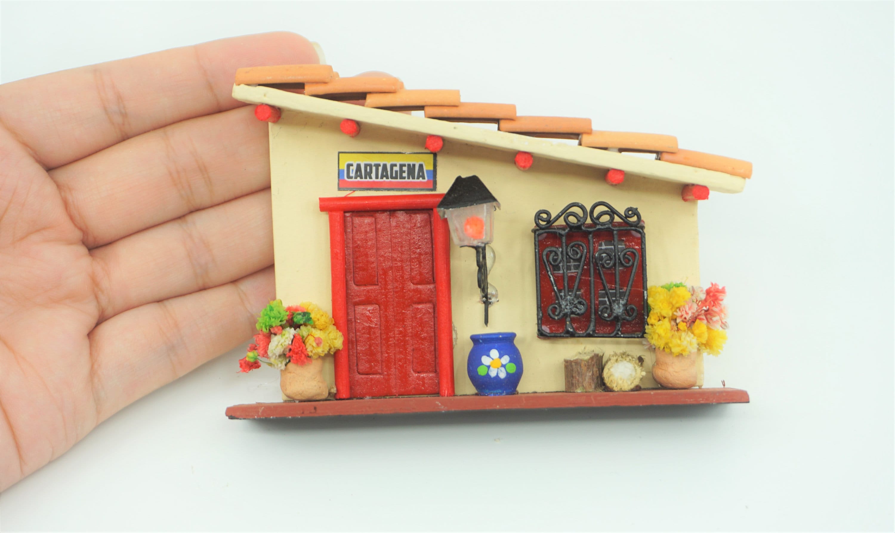 Miniature Spanish Colonial Colombian Cream White Tall Home House Casa ...