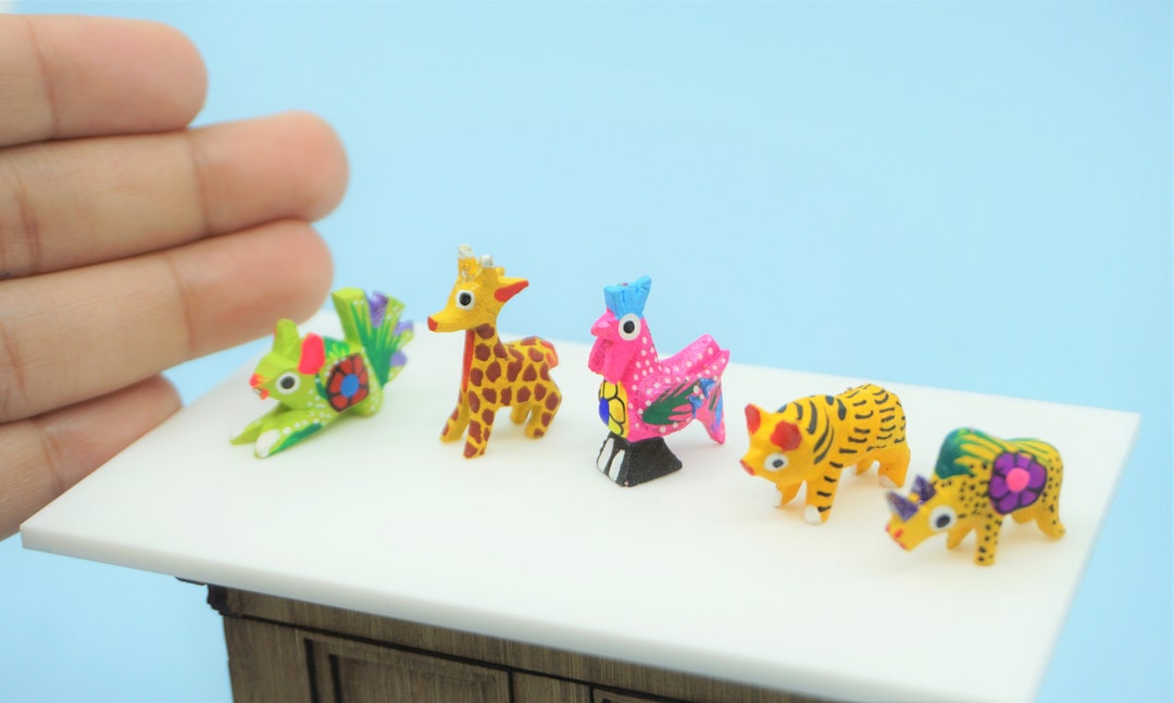 Miniature Alebrije OOAK Mexican Artisan Chicken Giraffe Jaguar Rhino ...