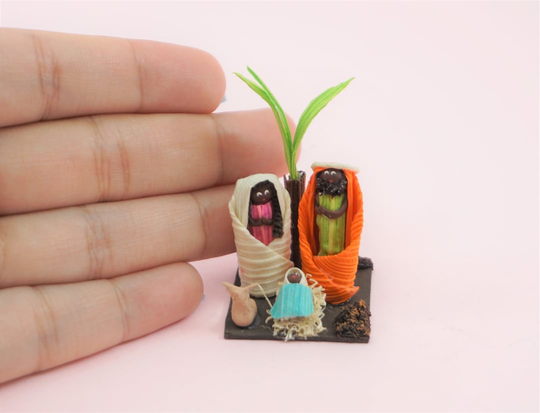 Miniature Nativity Scene Nacimiento Natividad Christmas Baby Jesus Clay ...