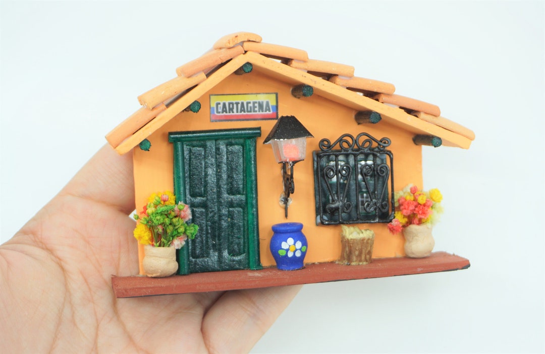 Miniature Spanish Colonial Colombian Cream White Tall Home House Casa ...