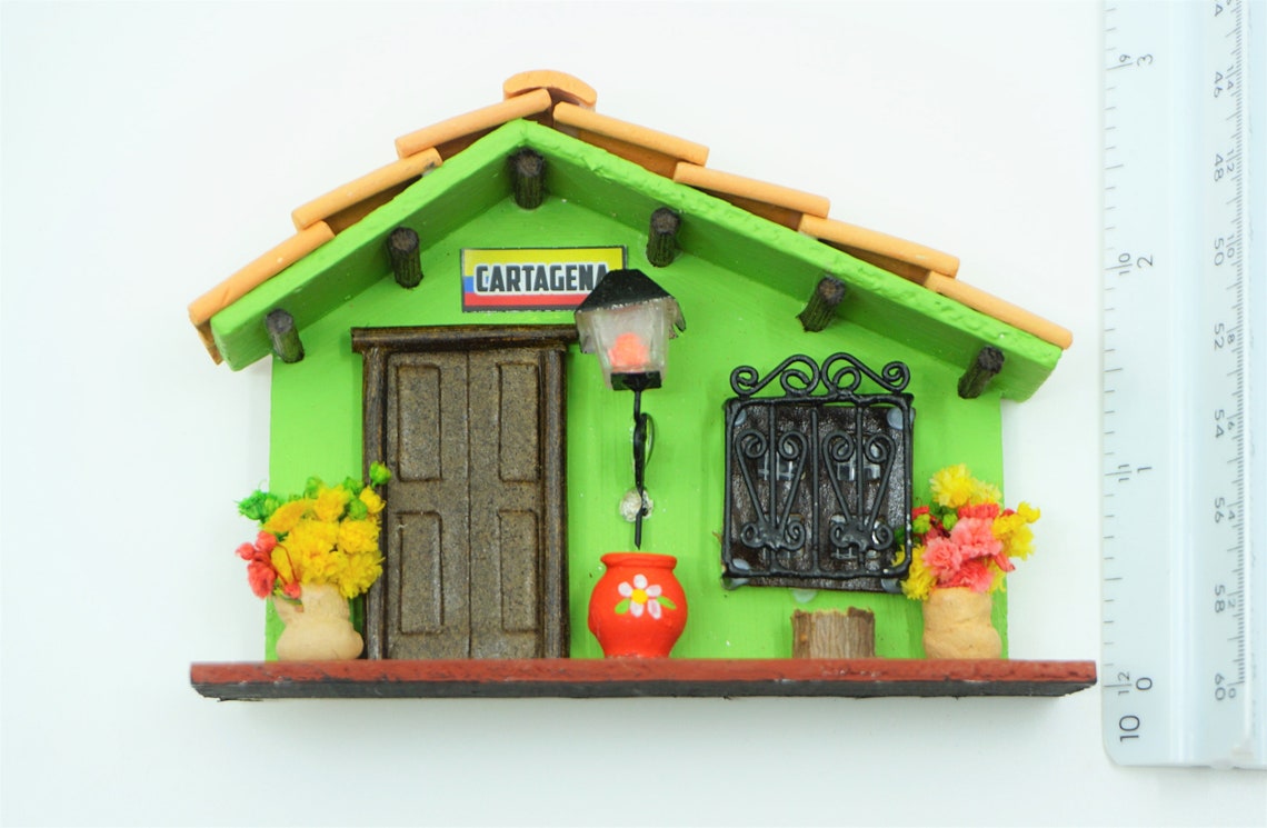 Miniature Spanish Colonial Colombian Green Home House Casa Vintage Mini ...