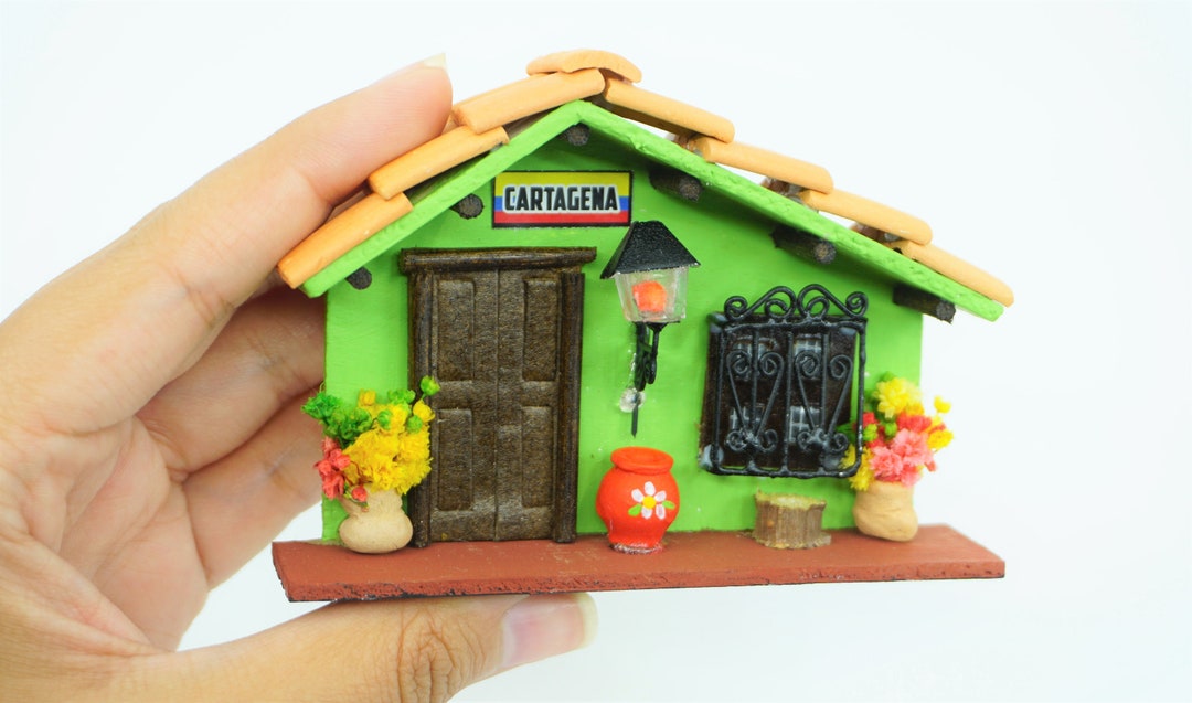 Miniature Spanish Colonial Colombian Green Home House Casa Vintage Mini ...