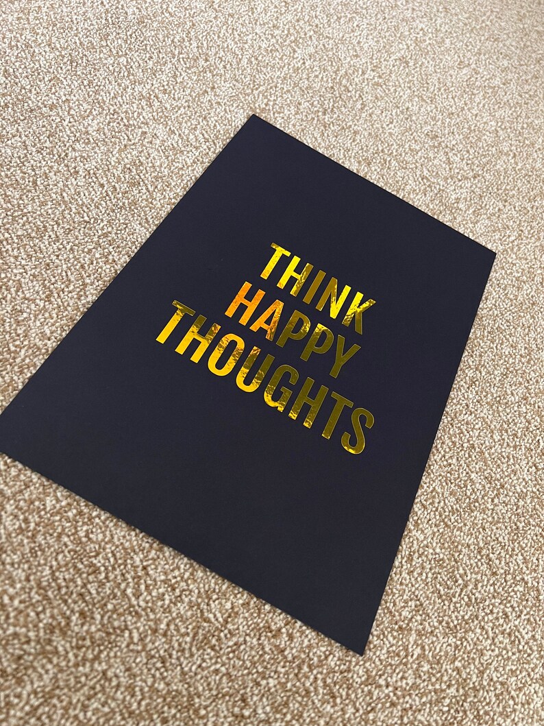Think Happy Thoughts Motivational Poster print - Etsy