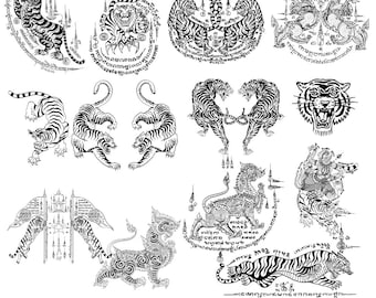 Thai Traditional Tattoo Design (sak Yant). a Set of Sacred Symbol Set ...