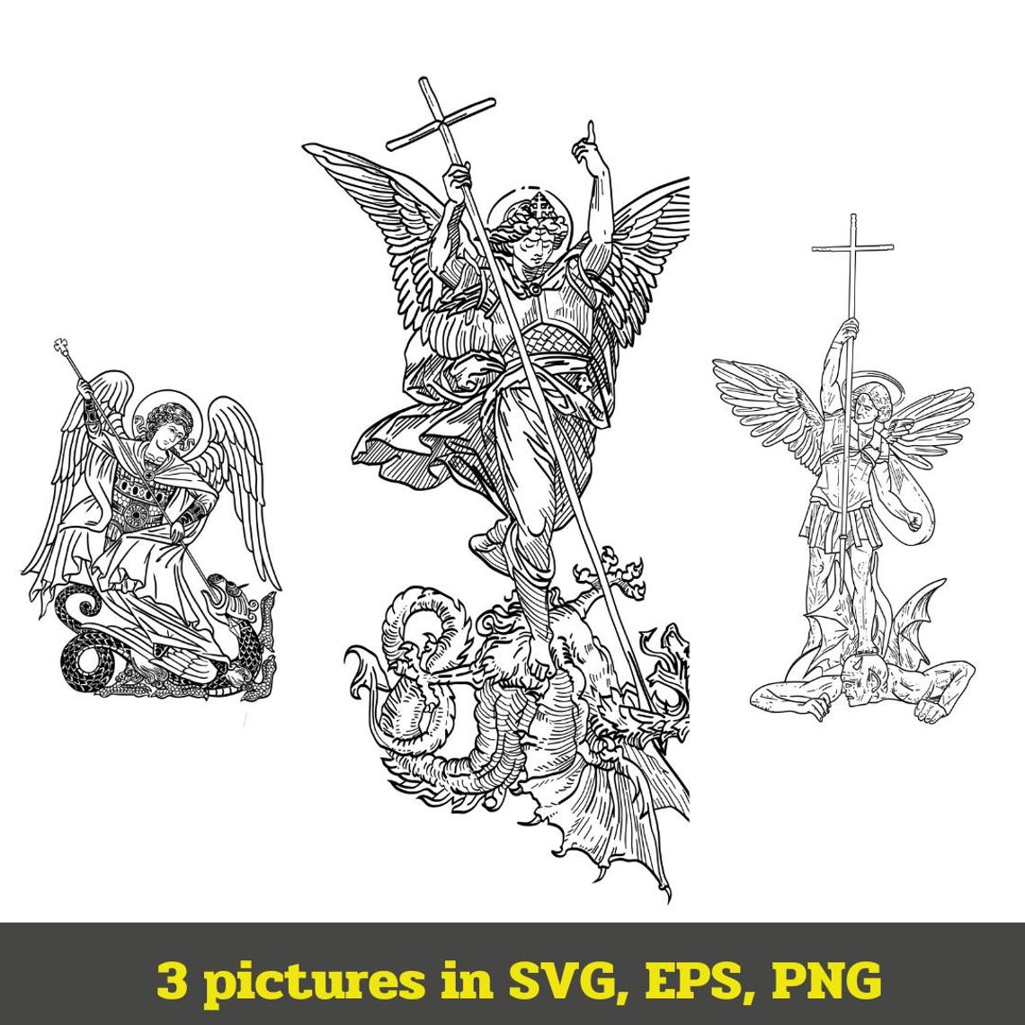 Archangel Michael Illustration: Vintage Engraving Style (digital Files ...