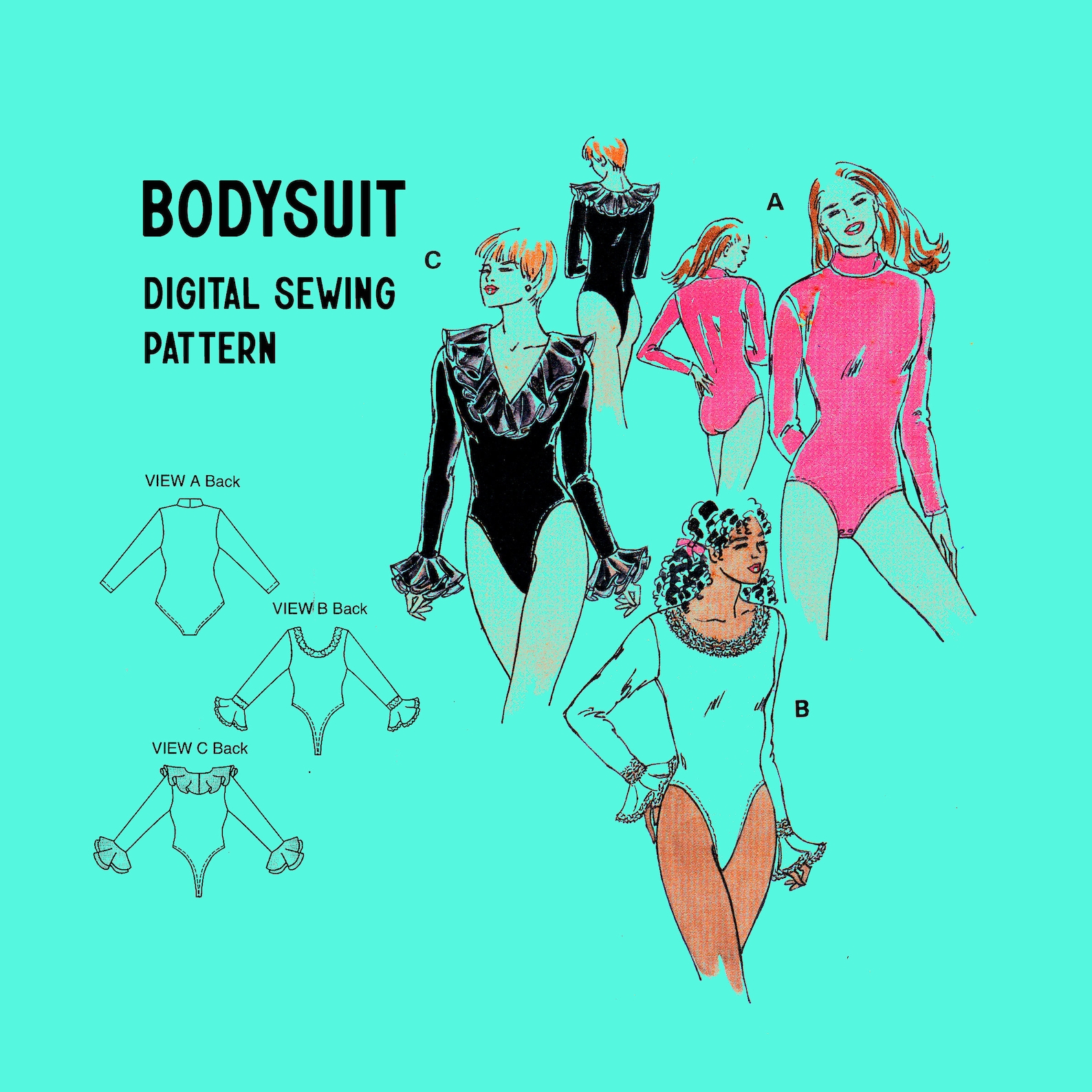Bodysuit Digital Sewing Pattern // 90s Sewing Pattern// Kwik Sew 2341 ...