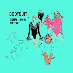 Bodysuit Digital Sewing Pattern // 90s Sewing Pattern// Kwik Sew 2341 // Costume Sewing Digital ...