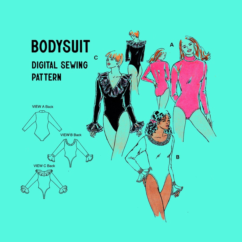 Bodysuit Digital Sewing Pattern // 90s Sewing Pattern// Kwik - Etsy