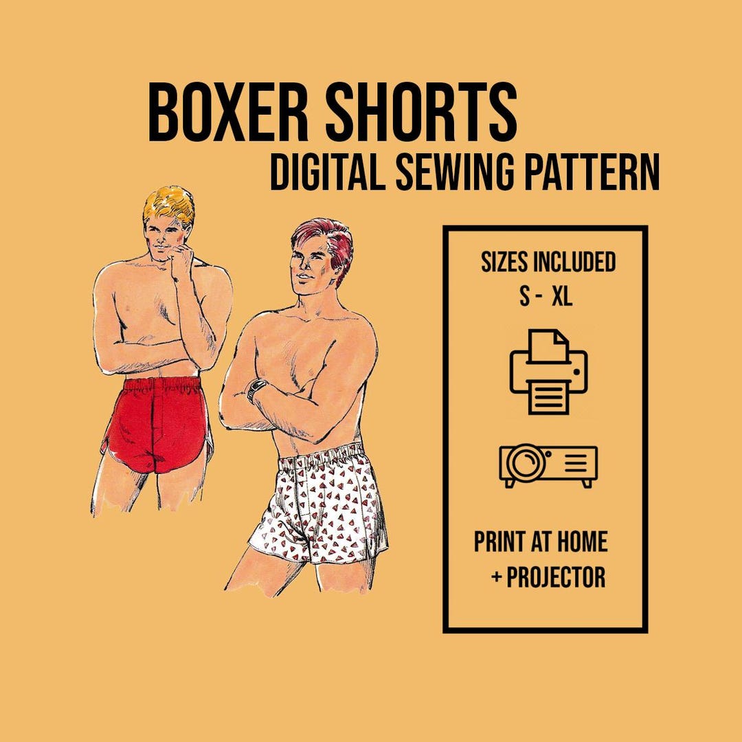 Mens Vintage Boxer Shorts Sewing Pattern // Men's Trunks // Designed ...