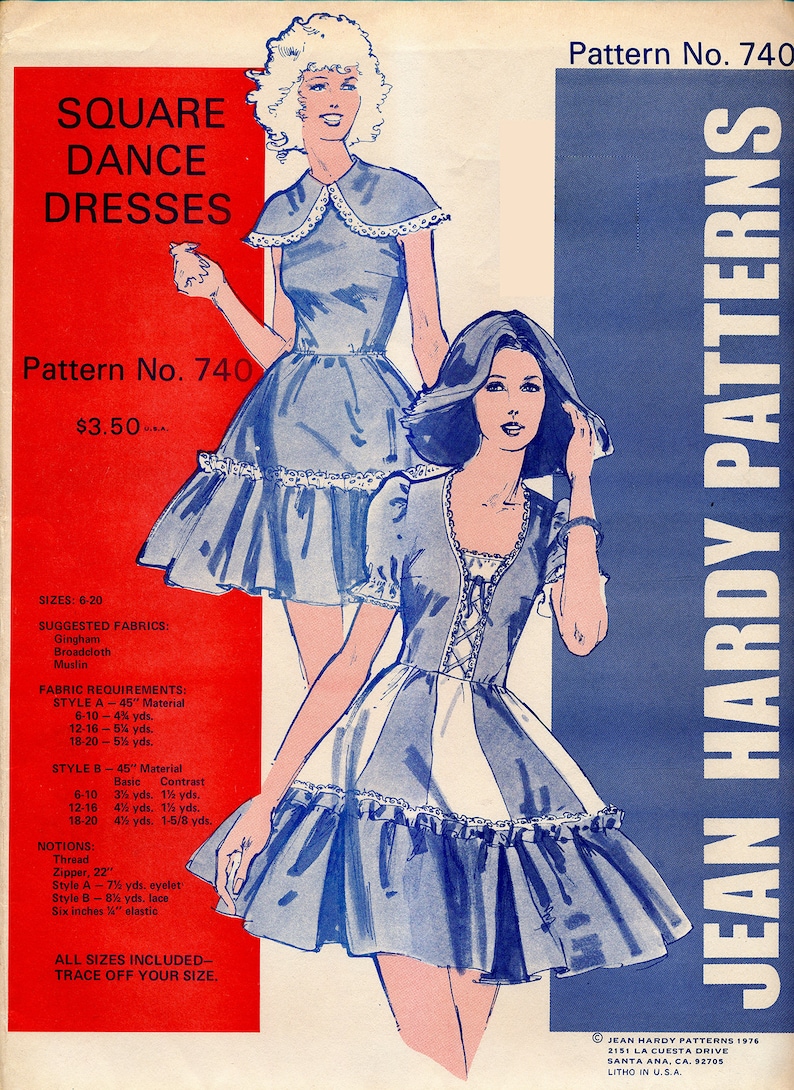 1970s Square Dance Dresses Digital Sewing Pattern // Vintage - Etsy