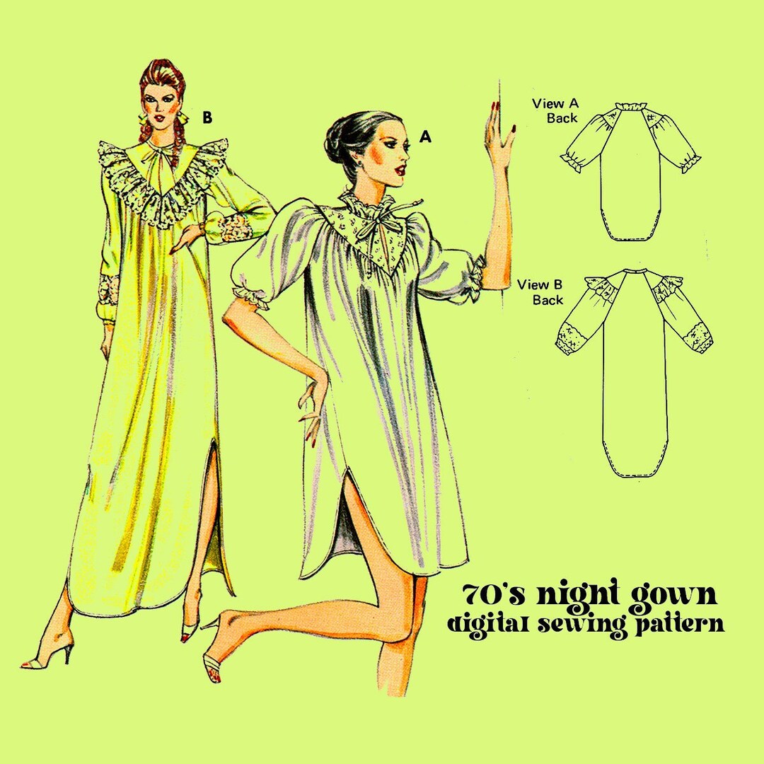 Vintage Nightgown Digital Sewing Pattern // Lingerie Sewing Vintage ...