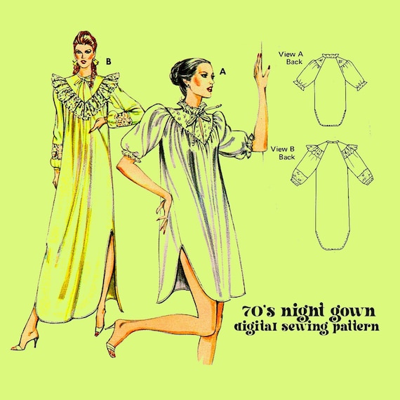 Vintage Nightgown Digital Sewing Pattern // Lingerie Sewing - Etsy ...
