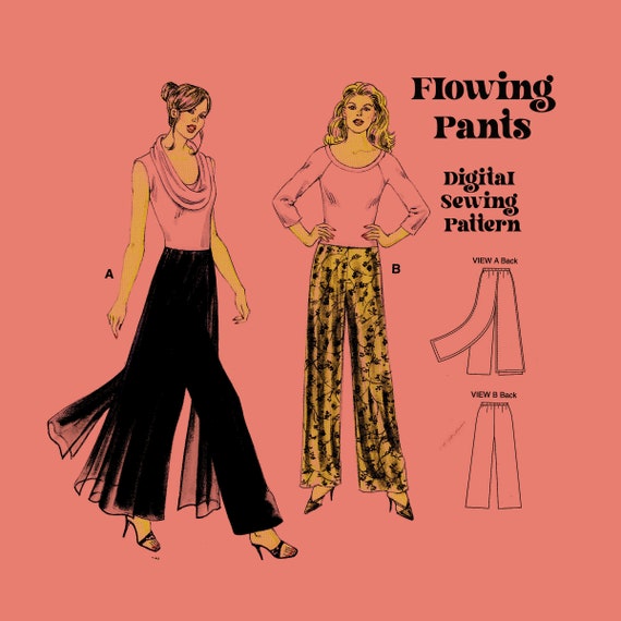 Flowing Pants Sewing Pattern // Digital Sewing Pattern // - Etsy