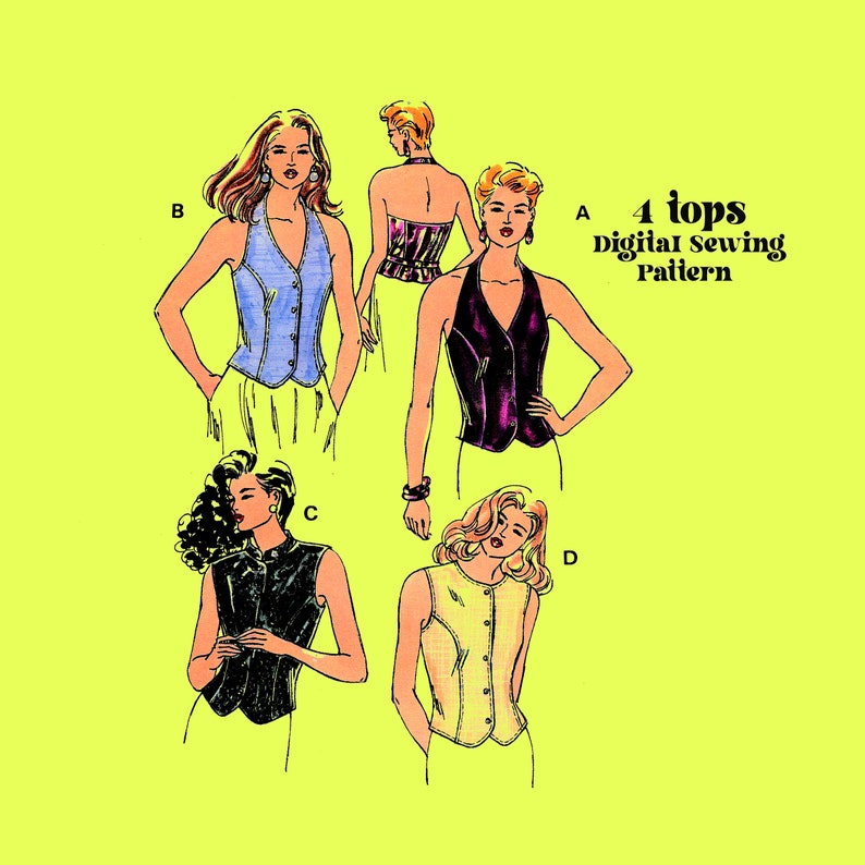 PDF // 4 Vests Sewing Pattern // Sewing Pattern Sleeveless - Etsy