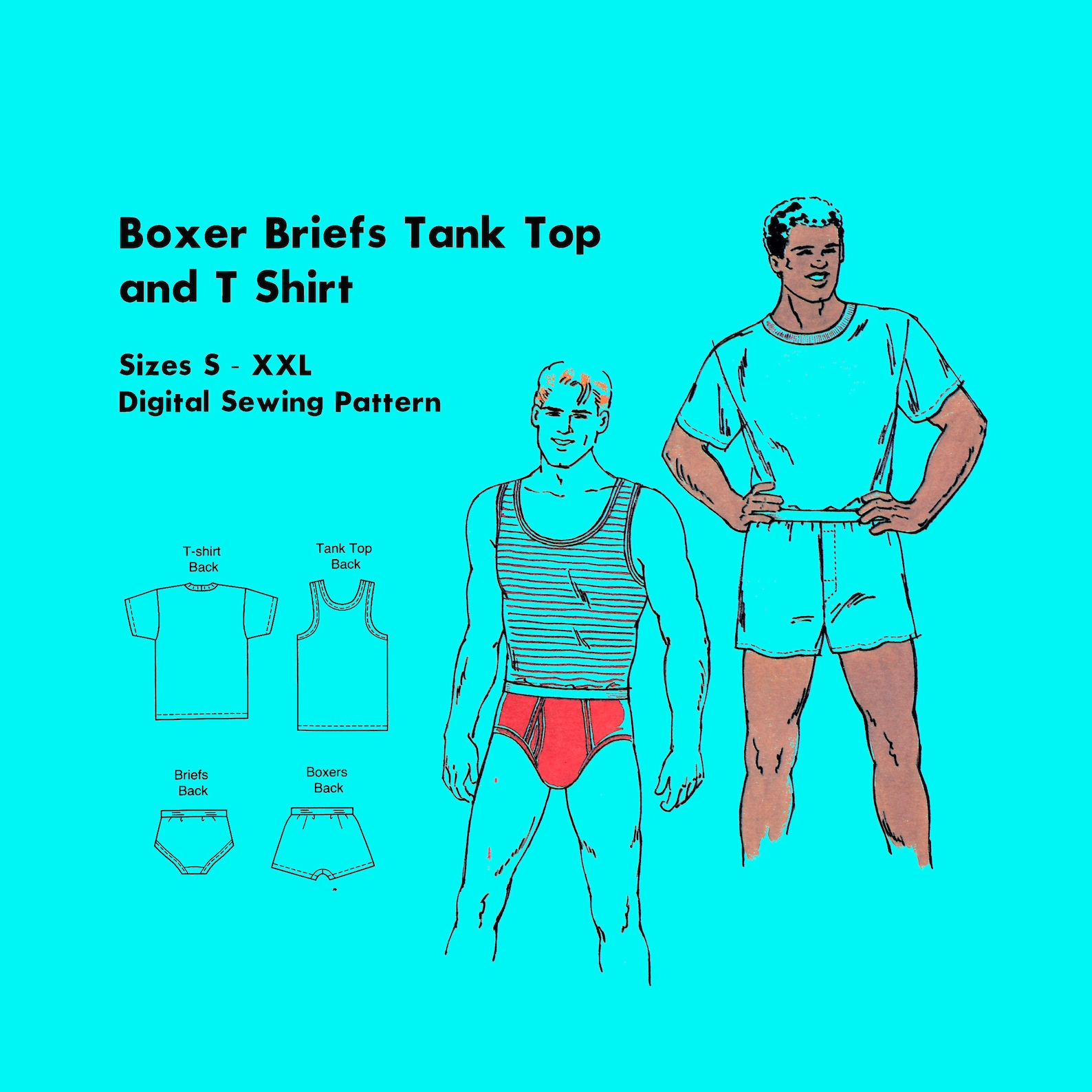 Mens Sewing Pattern // Men's Boxers Briefs Tank Top and - Etsy