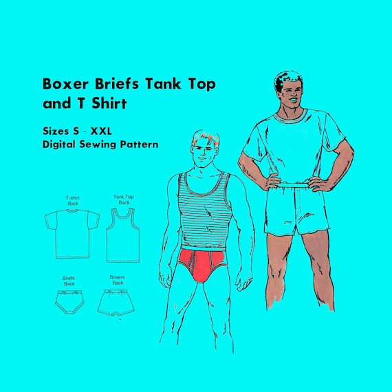 Mens Sewing Pattern // Men's Boxers Briefs Tank Top and - Etsy