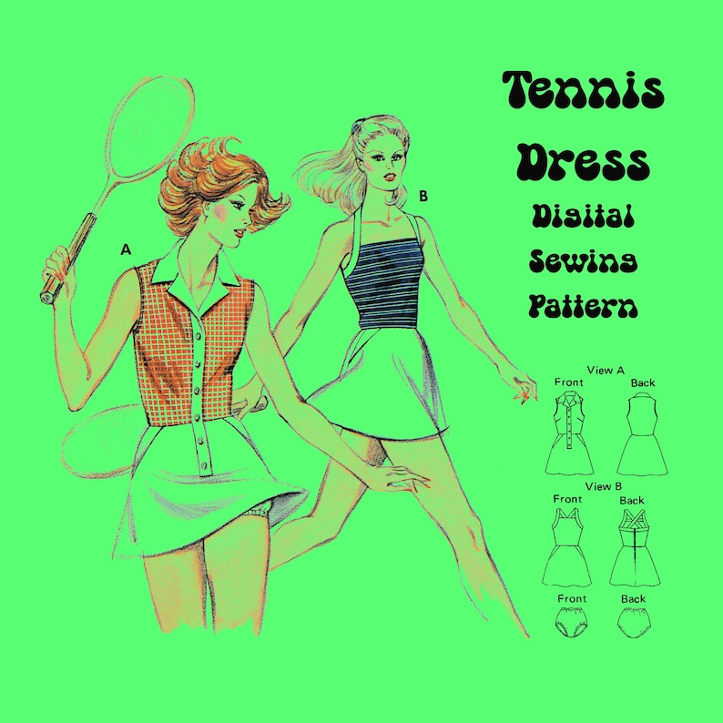 Athletic Dress Sewing Pattern // Tennis Dress Digital Sewing Pattern ...