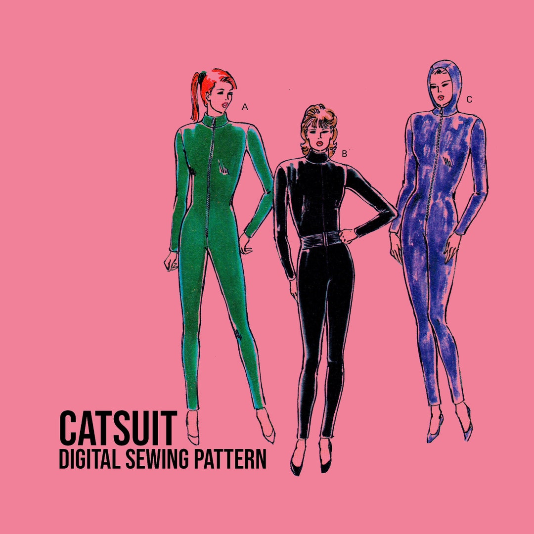 Catsuit Digital Sewing Pattern // Designed for 75% Stretch // Hood Long ...