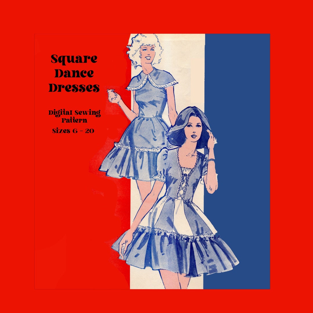 1970s Square Dance Dresses Digital Sewing Pattern // Vintage Sewing ...