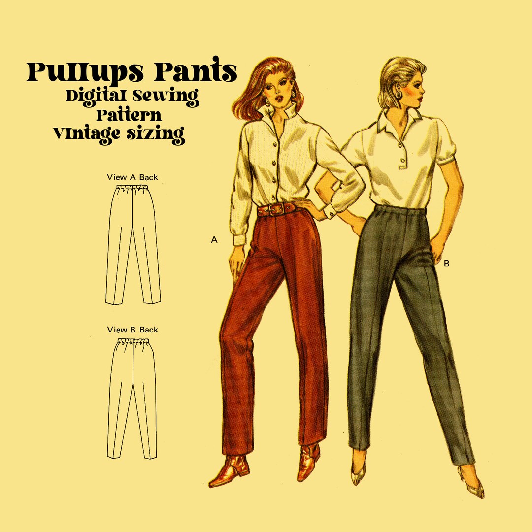 Vintage Knit Pants Digital Sewing Pattern // Digital Sewing Pattern ...
