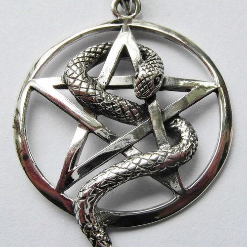 Pentagram Snake 925 Sterling Silver Pendant Pentacle Star - Etsy